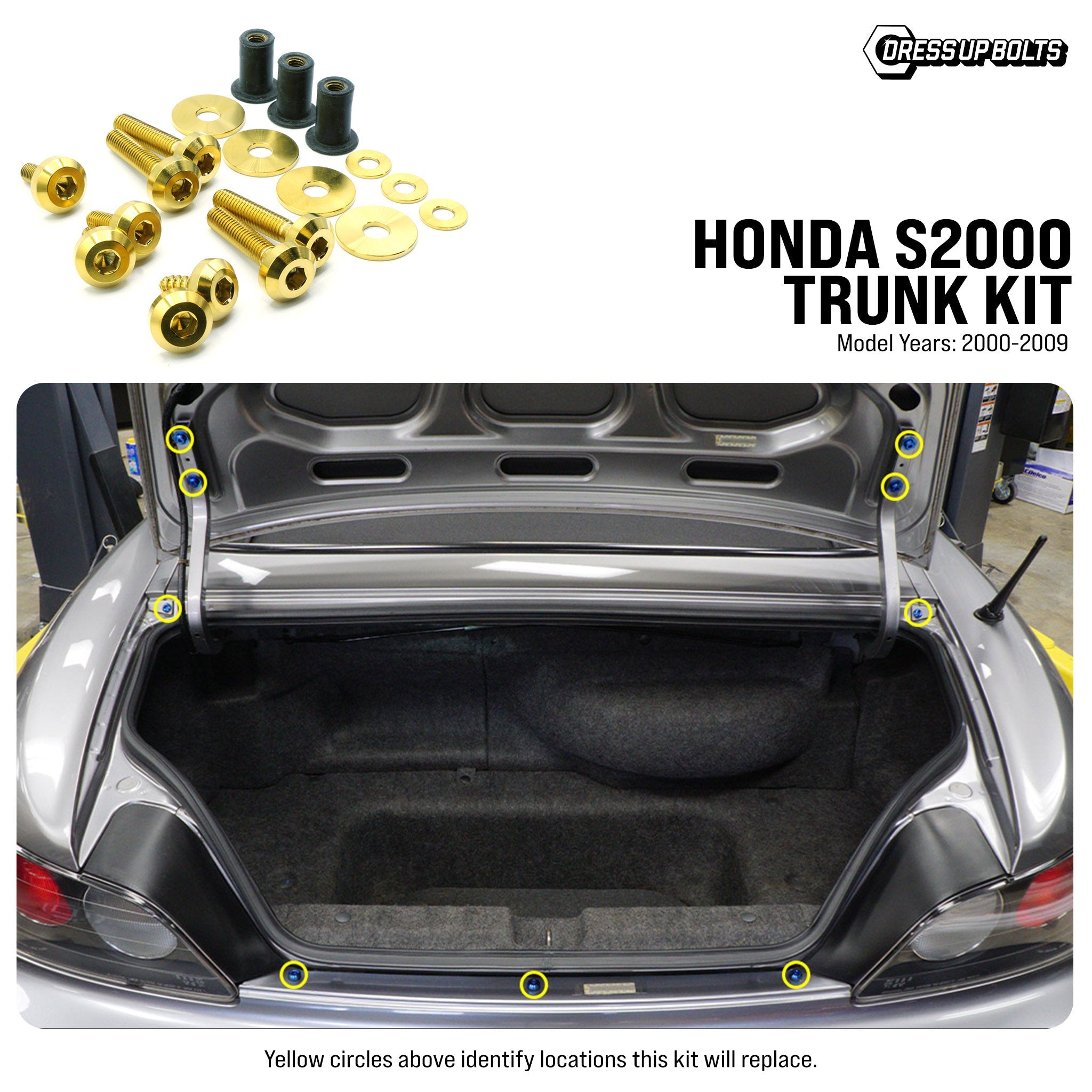 Dress Up Bolts Titanium Hardware Trunk Kit - Honda S2000 (2000-2009 ...